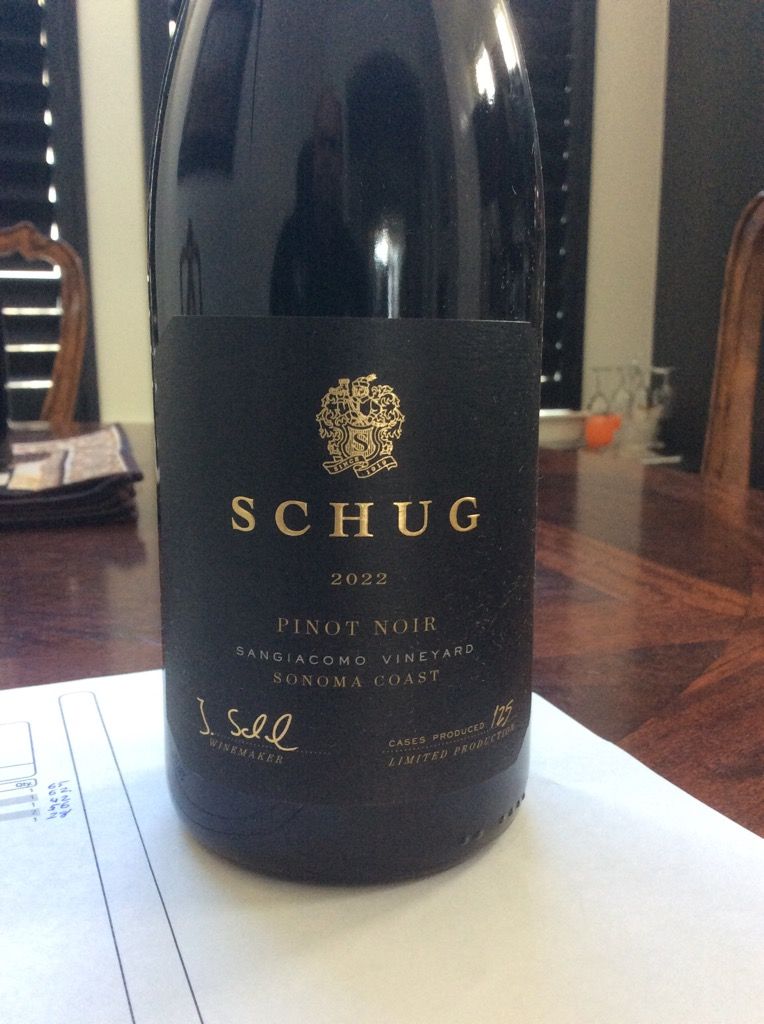 2022 Schug Pinot Noir Sangiacomo Vineyard, USA, California, Napa ...