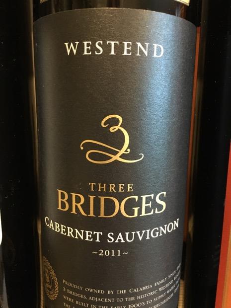 2011 Westend Estate Wines Cabernet Sauvignon Three Bridges, Australia ...