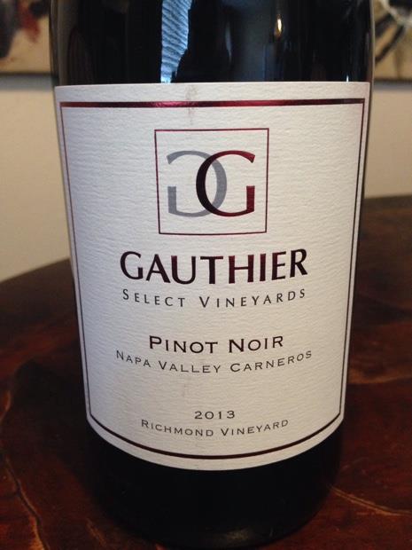 2013 Gauthier Select Vineyards Pinot Noir G-Squared Richmond Vineyard ...