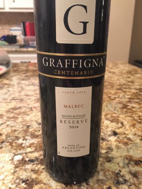 2014 Graffigna Malbec Centenario Reserve, Argentina, San Juan - CellarTracker