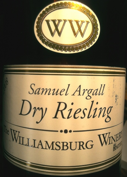 2008 Williamsburg Winery Riesling Samuel Argall Dry Riesling, USA ...