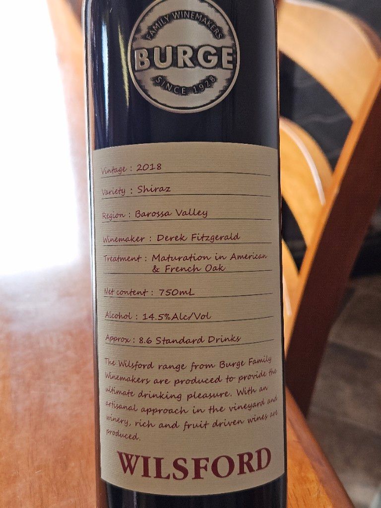 2020 Burge Family Shiraz Wilsford, Australia, South Australia, Barossa ...