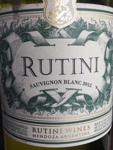2015 Rutini Sauvignon Blanc, Argentina, Mendoza, Valle de Uco ...