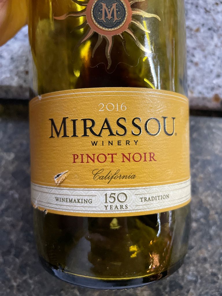 2016 Mirassou Cellars Pinot Noir, USA, California, Central Coast, Santa ...