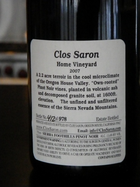 2007 Clos Saron Pinot Noir Home Vineyard, USA, California, Sierra ...