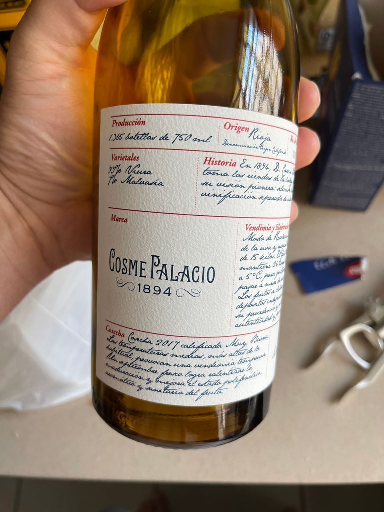 2017 Bodegas Palacio Rioja Cosme Palacio 1894, Spain, La Rioja, Rioja ...