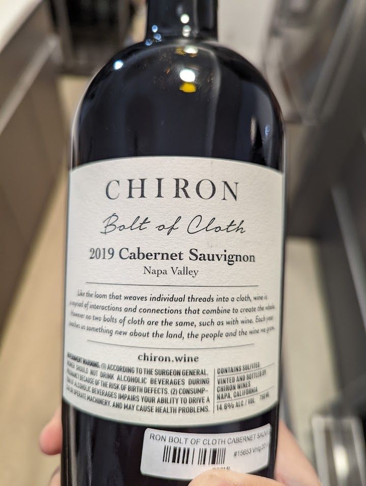 2019 Chiron Cabernet Sauvignon Bolt of Cloth, USA, California, North ...