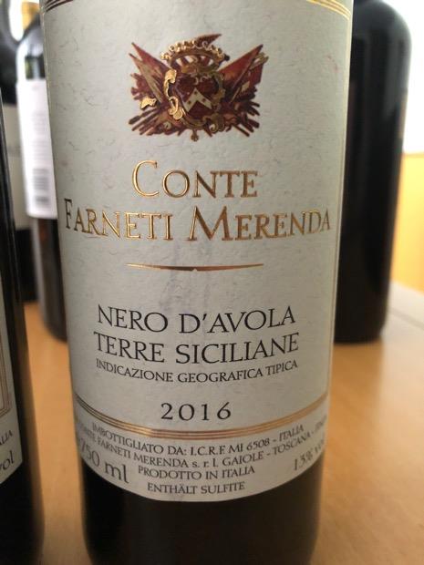 2016 Conte Farneti Merenda Nero d'Avola Sicilia, Italy, Sicily, Sicilia ...
