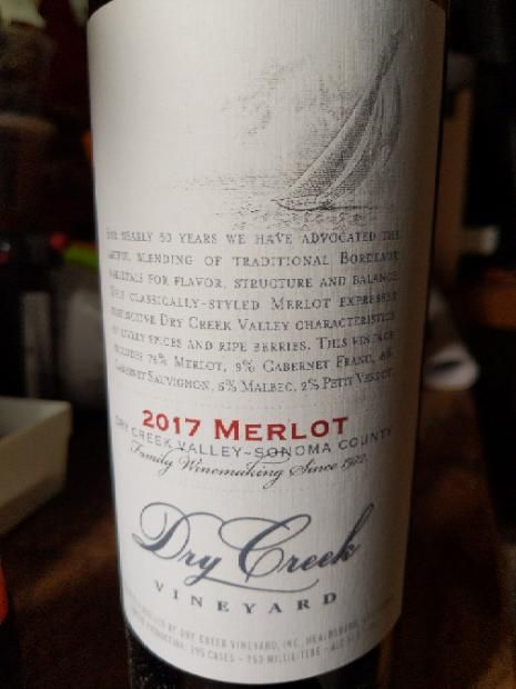 2017 Dry Creek Vineyard Merlot Dry Creek Valley, USA, California ...