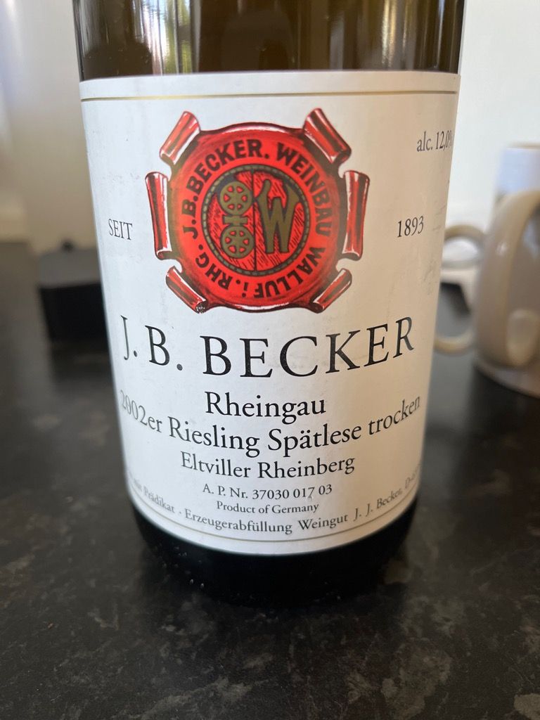 2002 J.B. Becker Eltviller Rheinberg Riesling Spätlese trocken, Germany ...