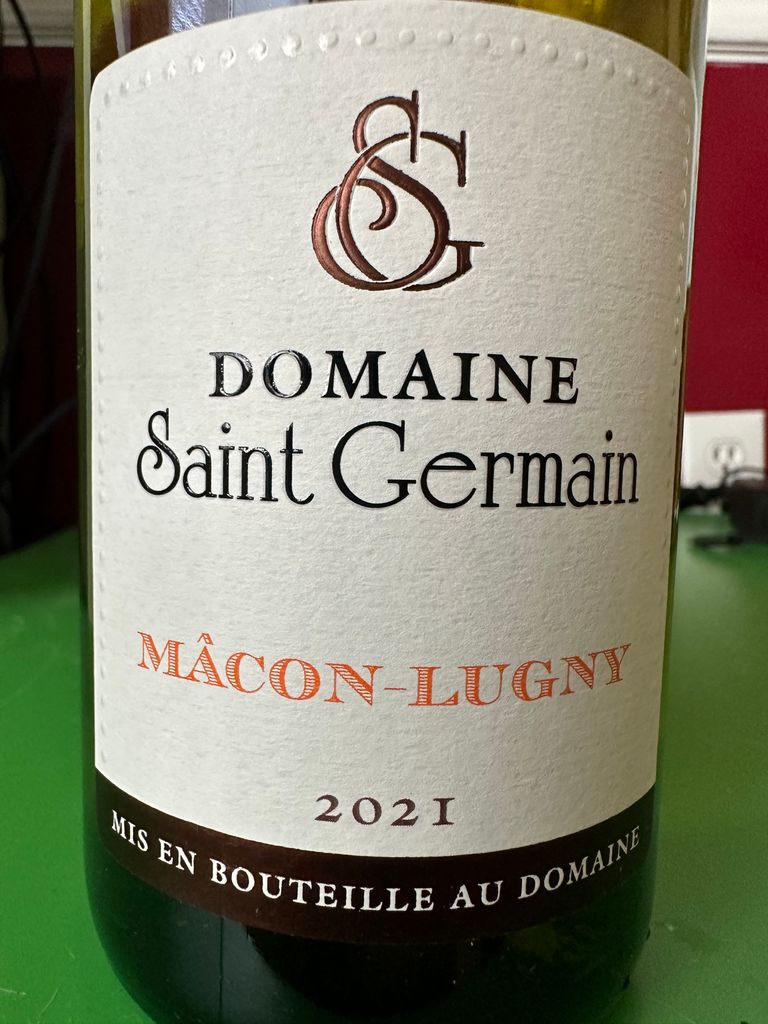 2021 Domaine Saint Germain Mâcon-Lugny, France, Burgundy, Mâconnais ...