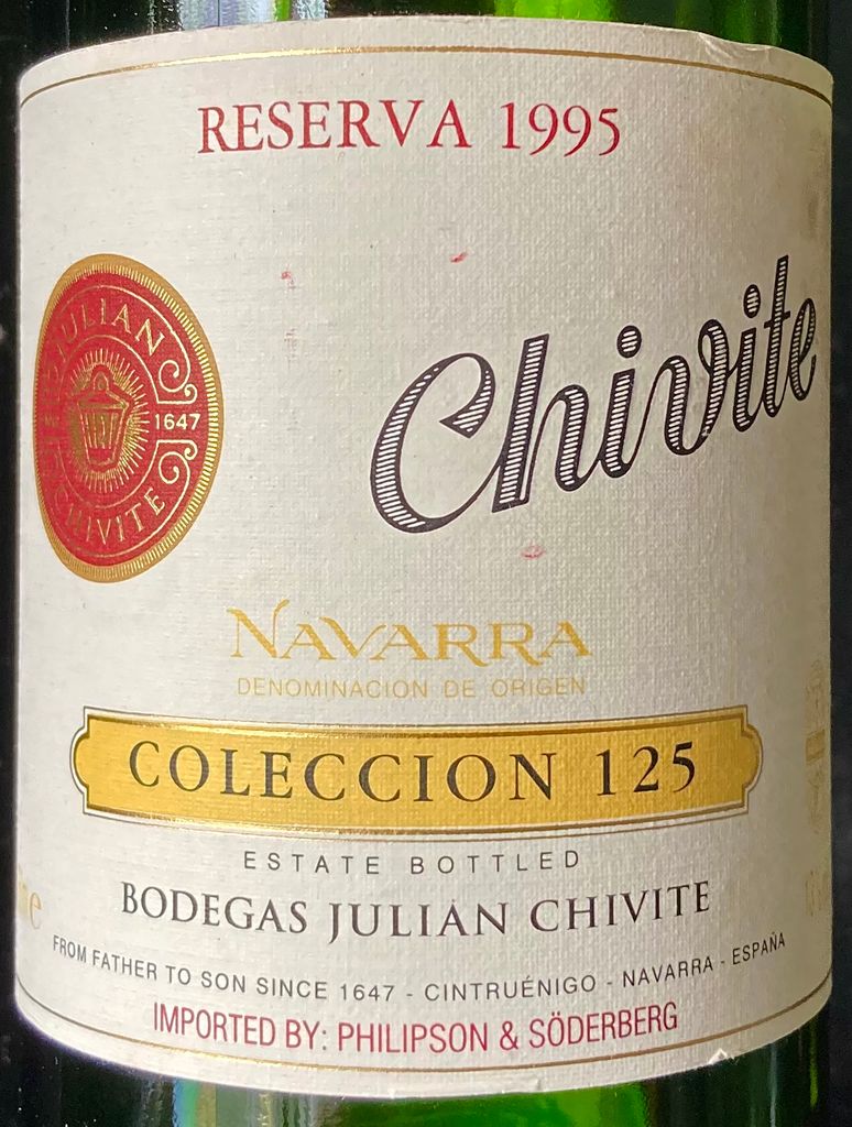 1995 Bodegas Julián Chivite Navarra Reserva Coleccion 125, Spain ...