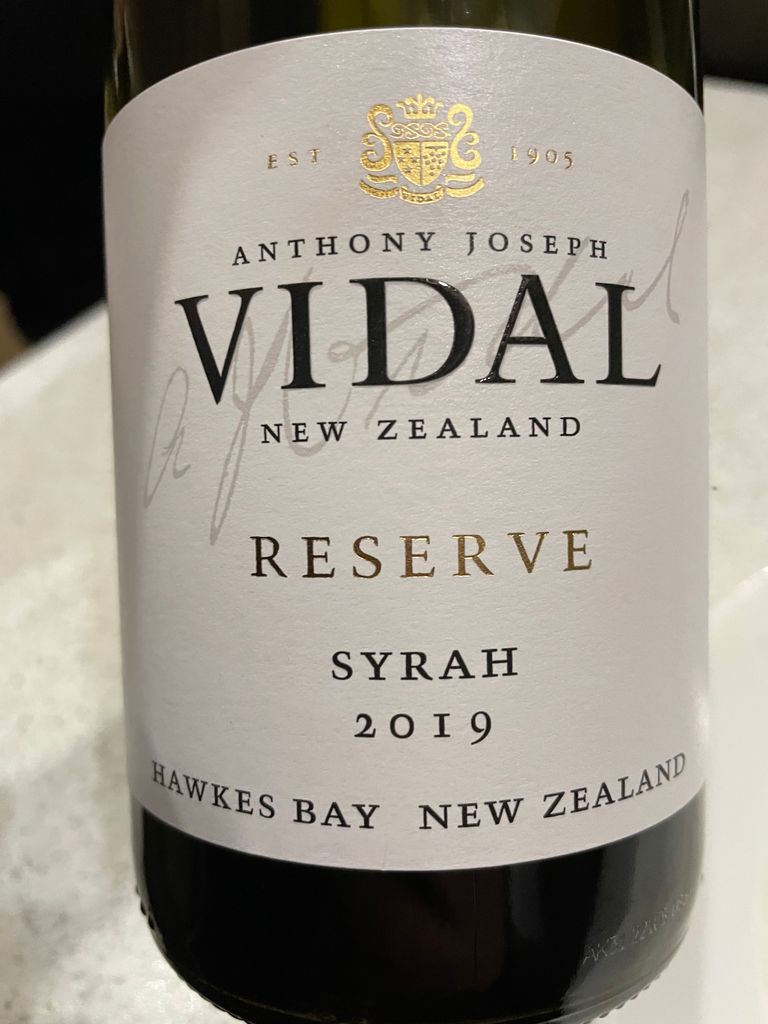 2020 Vidal Estate Syrah Reserve, New Zealand, North Island, Hawke's Bay ...