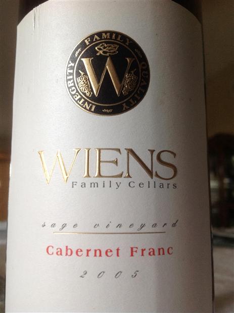 2007 Wiens Family Cellars Cabernet Franc Sage Vineyard South Coast, USA ...