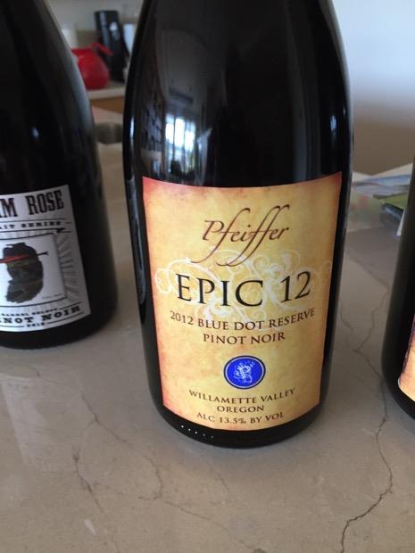 2012 Pfeiffer Vineyards Pinot Noir Blue Dot Reserve Epic 12, USA ...