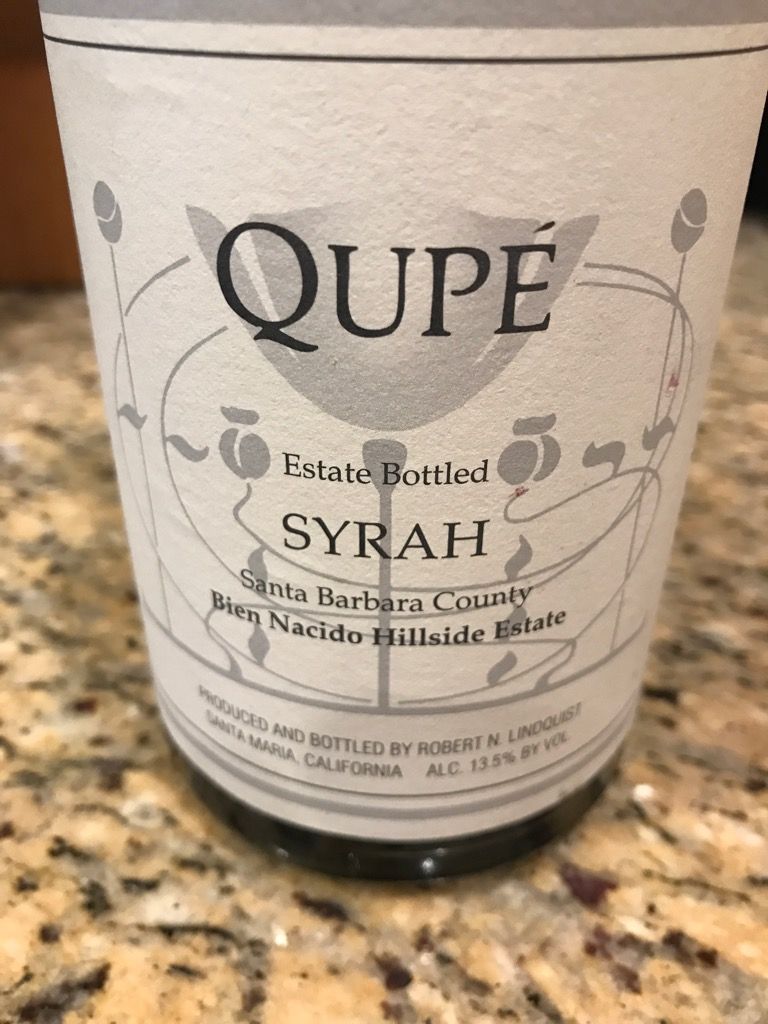 1995 Qupé Syrah Bien Nacido Hillside Estate, USA, California, Central ...