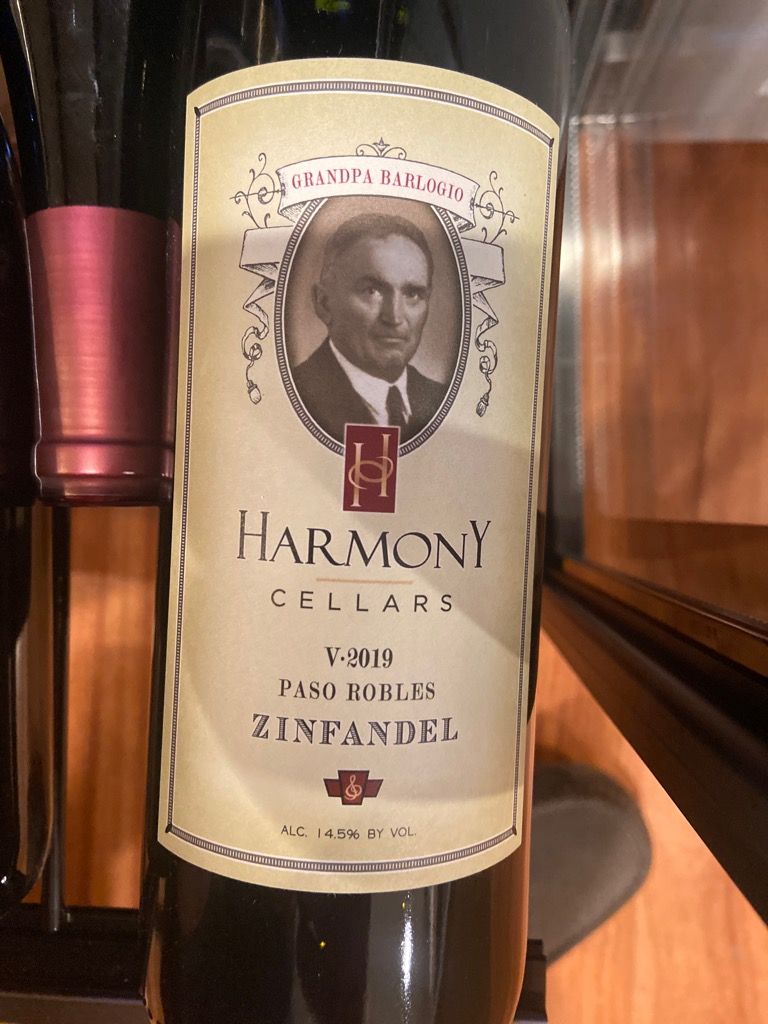 2019 Harmony Cellars Zinfandel Grandpa Barlogio, USA, California ...