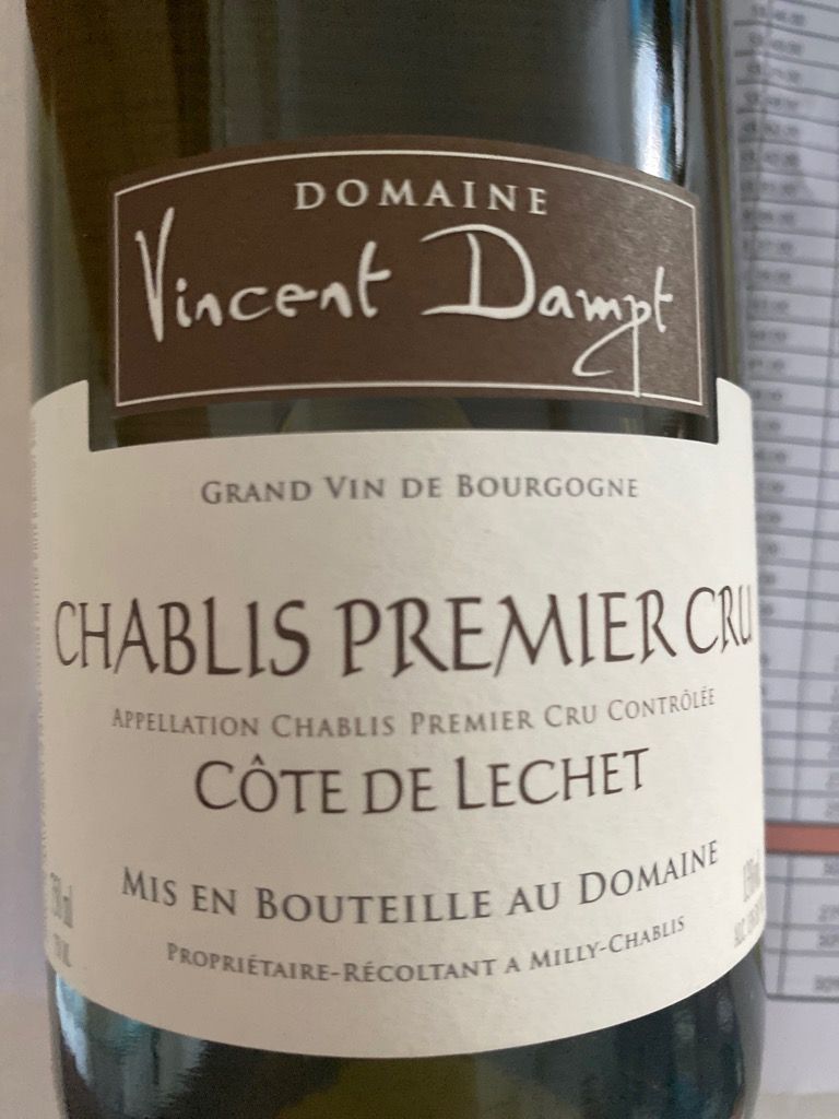 2021 Vincent Dampt Chablis 1er Cru Côte de Léchet, France, Burgundy ...