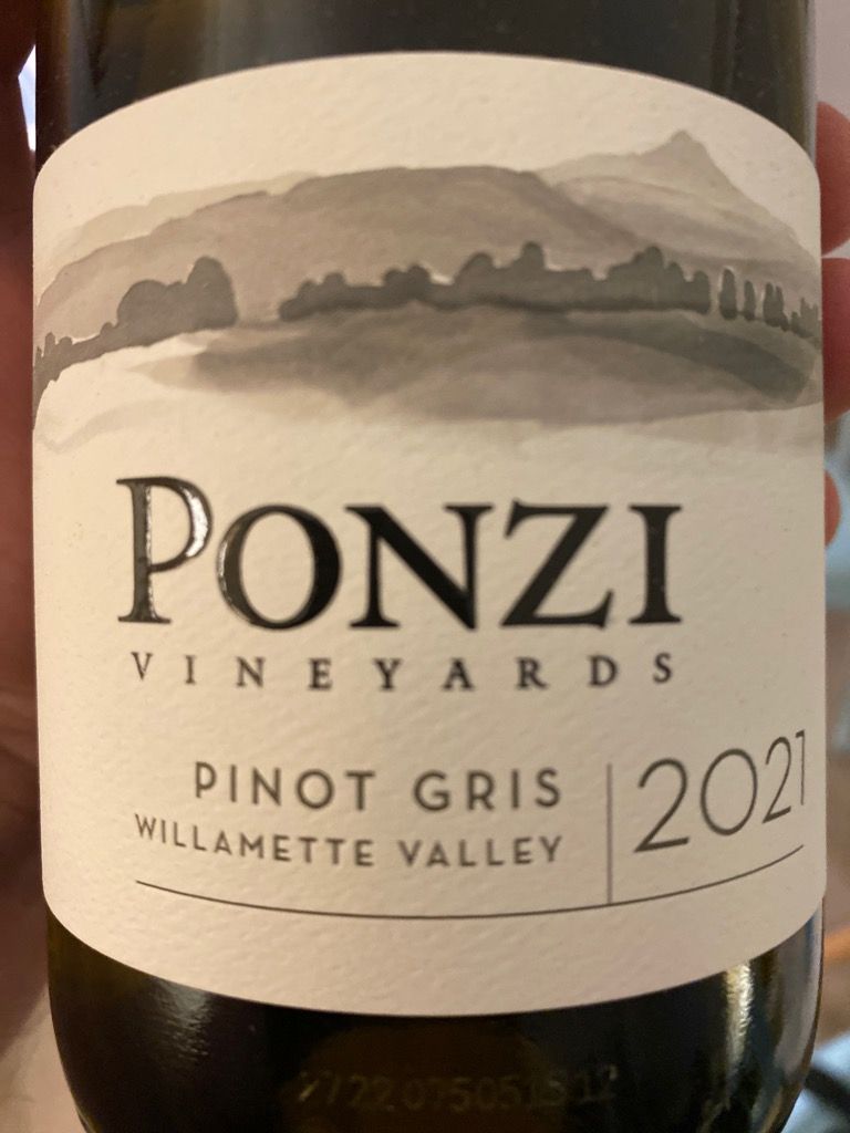 2021 Ponzi Vineyards Pinot Gris, USA, Oregon, Willamette Valley ...