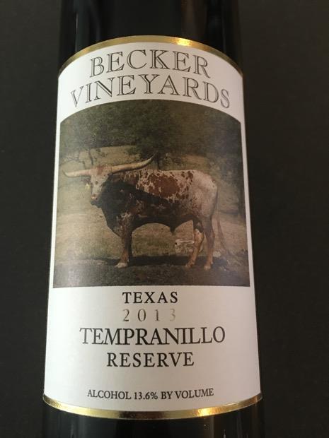 2012 Becker Vineyards Tempranillo Reserve, USA, Texas, Texas High ...