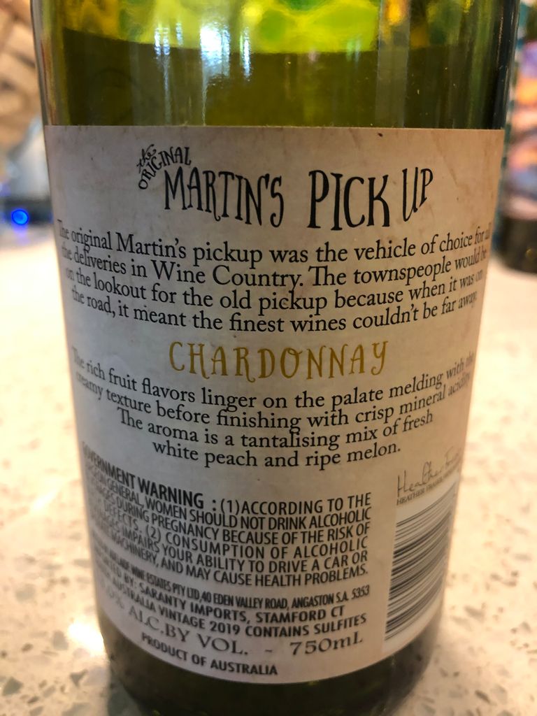 2017 Martin's Pick Up Chardonnay, Australia - CellarTracker