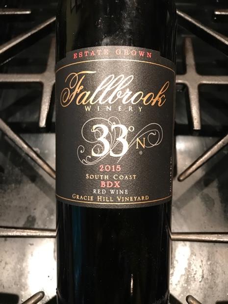 2016 Fallbrook Winery BDX 33N Gracie Hill Vineyard, USA, California ...