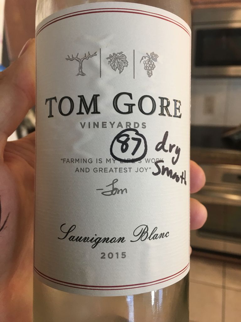 2015 Tom Gore Vineyards Sauvignon Blanc, USA, California - CellarTracker