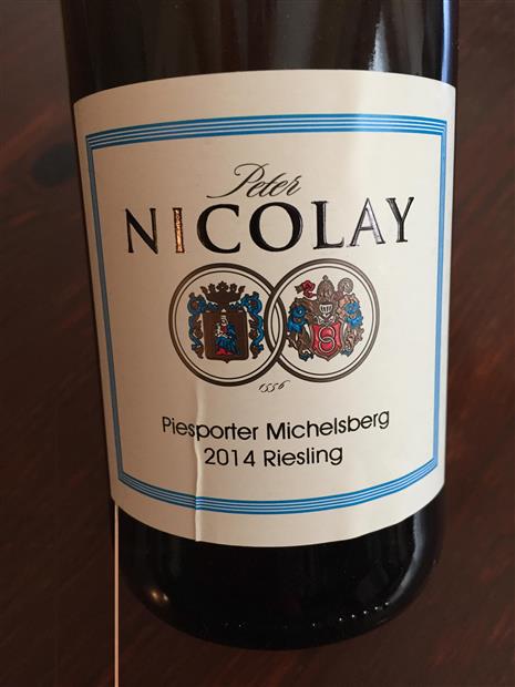 2014 Peter Nicolay Piesporter Michelsberg Riesling, Germany, Mosel Saar ...