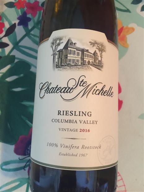 2016 Chateau Ste. Michelle Riesling, USA, Washington, Columbia Valley ...