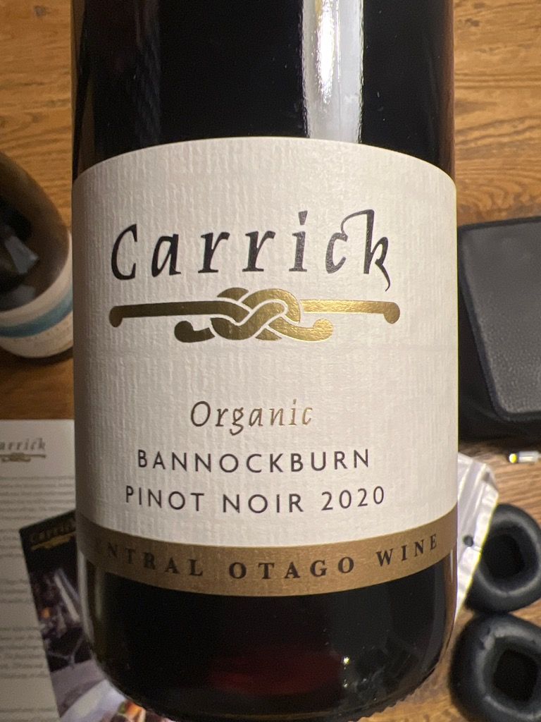 2020 Carrick Pinot Noir, New Zealand, South Island, Otago, Bannockburn ...