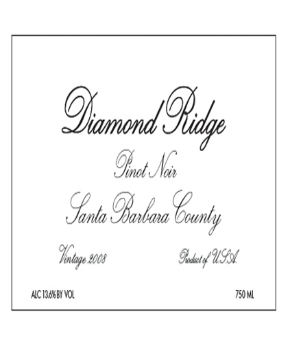 2008 Diamond Ridge Pinot Noir, USA, California, Central Coast, Santa ...