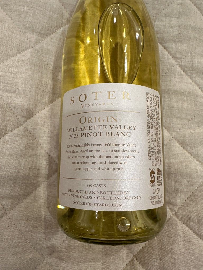 2023 Soter Pinot Blanc Origin Series, USA, Oregon, Willamette Valley ...