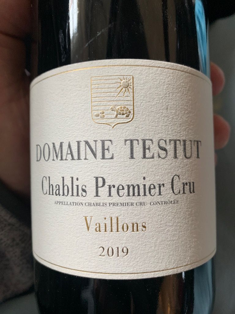 2019 Domaine Testut Chablis 1er Cru Vaillons, France, Burgundy, Chablis ...
