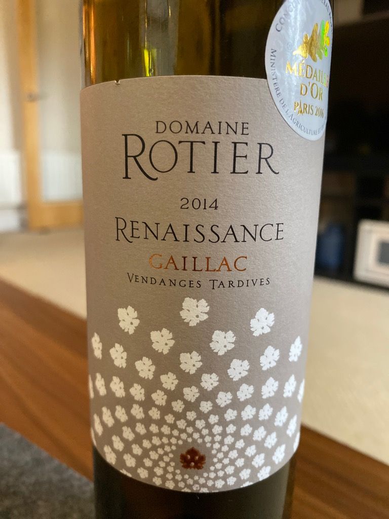 2016 Domaine Rotier Gaillac Doux Renaissance "vendanges Tardives ...