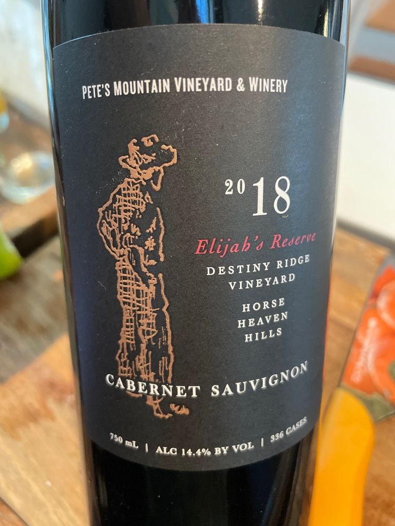 2021 Pete's Mountain Winery Cabernet Sauvignon Elijah's Reserve Destiny ...