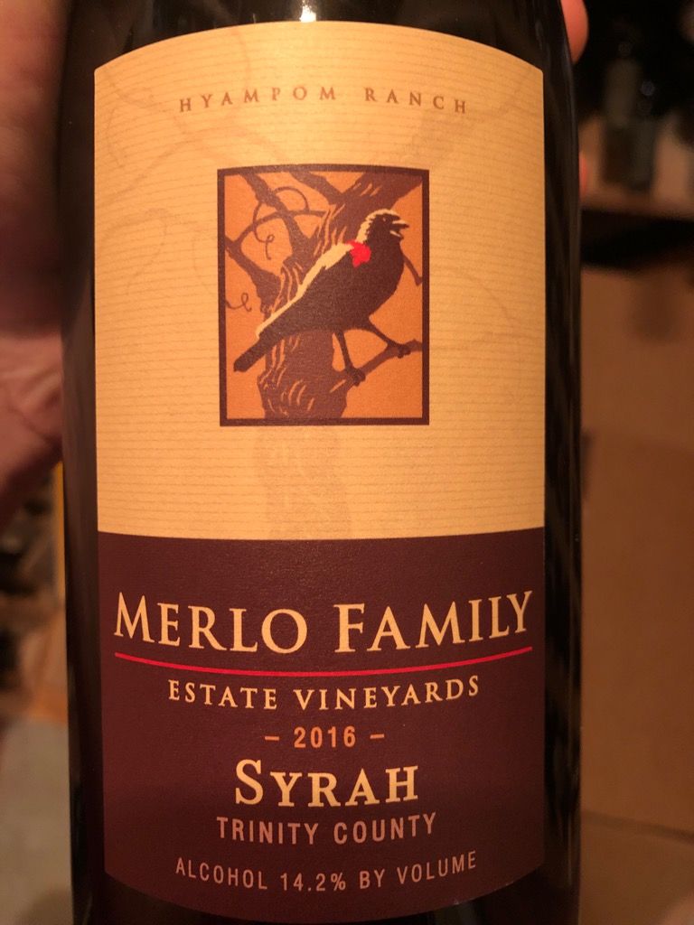 2016 R. Merlo Family Estates Syrah, USA, California, Central Valley ...