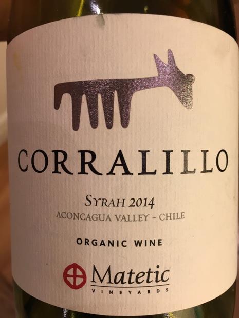 2014 Matetic Vineyards Syrah Corralillo, Chile, San Antonio Valley ...