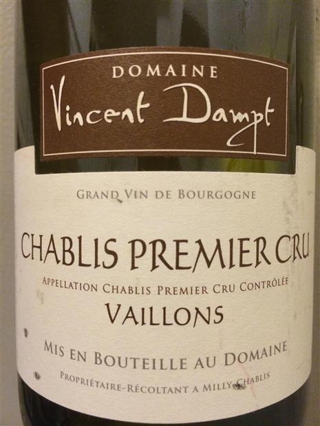 2011 Vincent Dampt Chablis 1er Cru Vaillons, France, Burgundy, Chablis ...