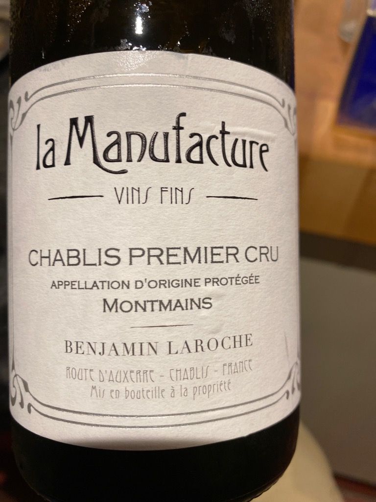 2020 Benjamin Laroche Chablis 1er Cru Montmains La Manufacture, France ...