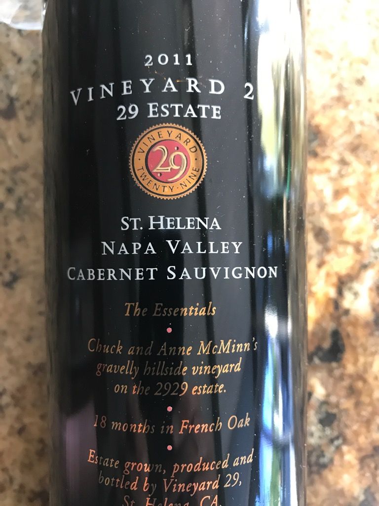 2011 Vineyard 29 Cabernet Sauvignon, USA, California, Napa Valley ...