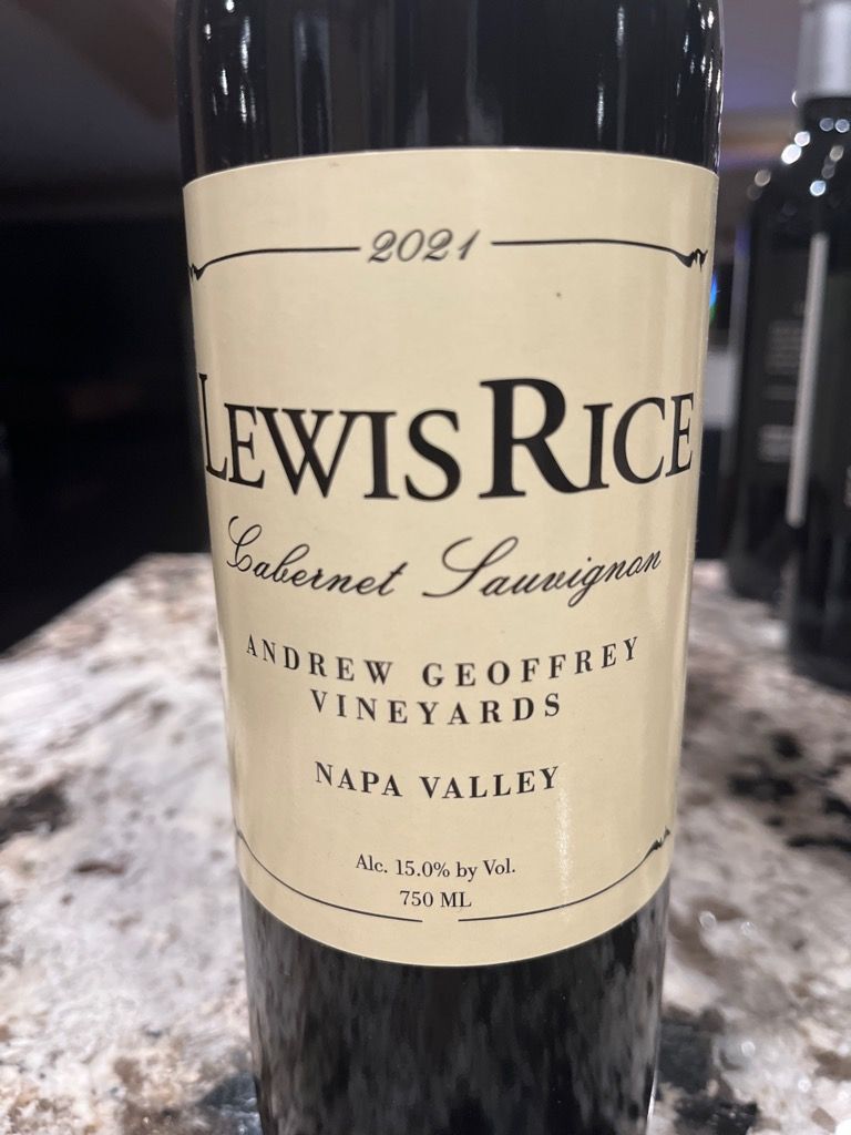 2021 Lewis Rice Cabernet Sauvignon Andrew Geoffrey Vineyards, USA ...