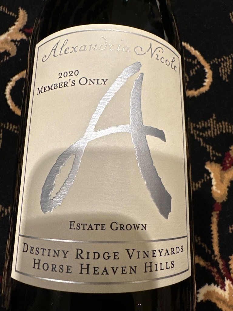 2020 Alexandria Nicole Grenache Member's Only Destiny Ridge Vineyards ...