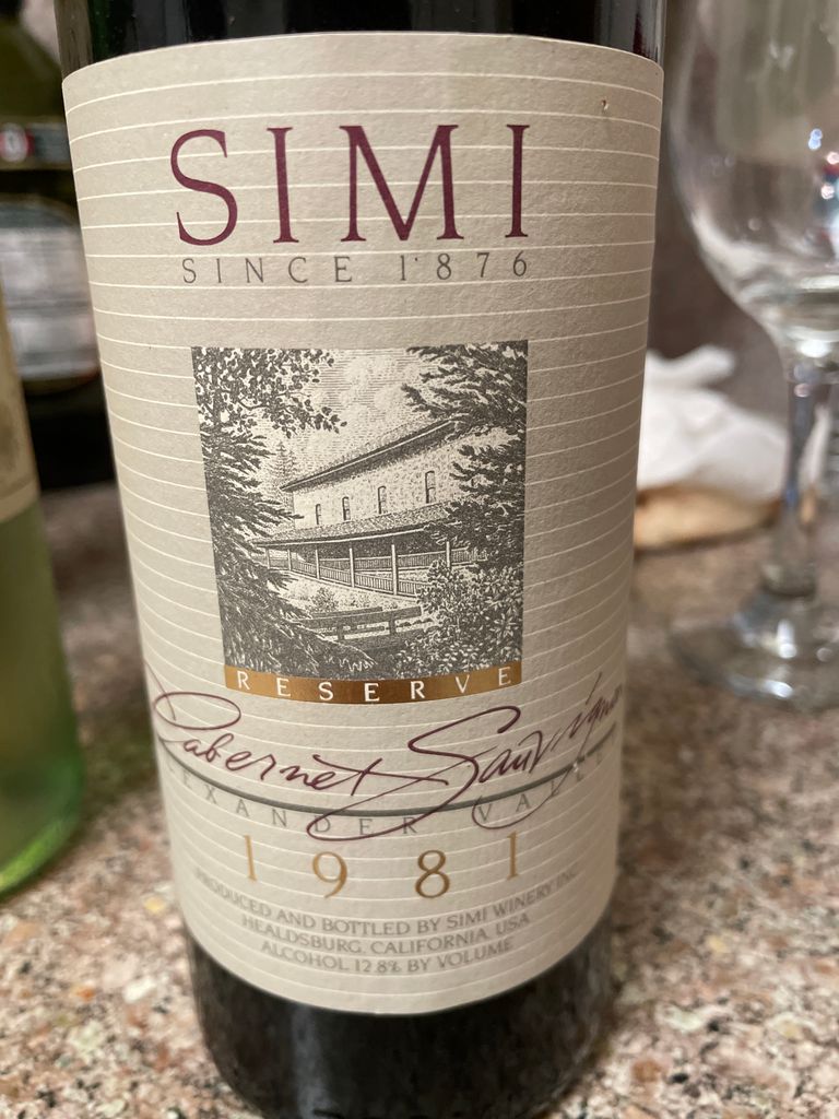 1981 Simi Cabernet Sauvignon Reserve Alexander Valley, USA, California ...