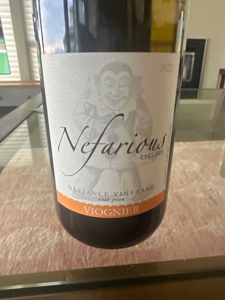 2022 Nefarious Cellars Viognier Defiance Vineyard, USA, Washington ...