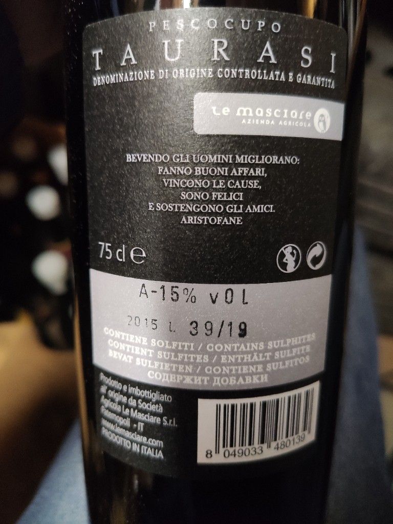 2017 Le Masciare Taurasi, Italy, Campania, Taurasi DOCG - CellarTracker