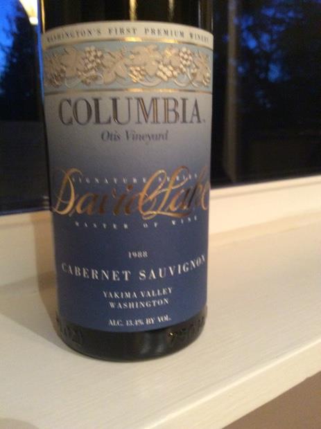 1986 Columbia Winery Cabernet Sauvignon David Lake Signature Series ...