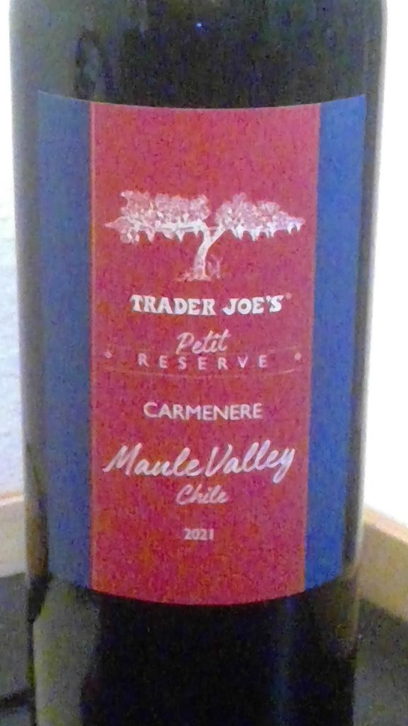 2021 Trader Joe's Carménère Petit Reserve, Chile, Maule Valley ...