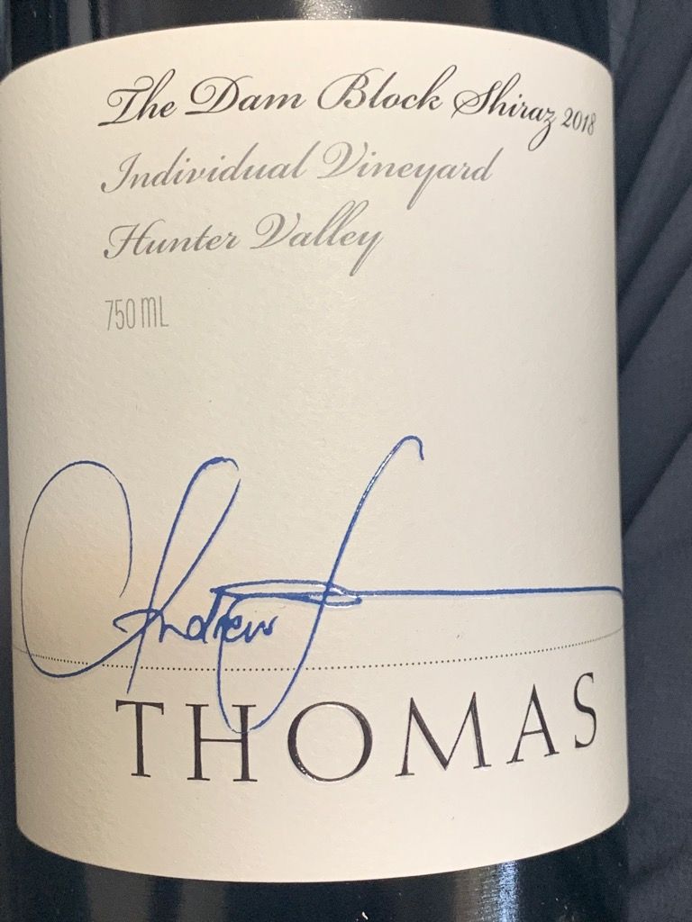 2018 Andrew Thomas Wines Shiraz Individual Vineyard Dam Block ...