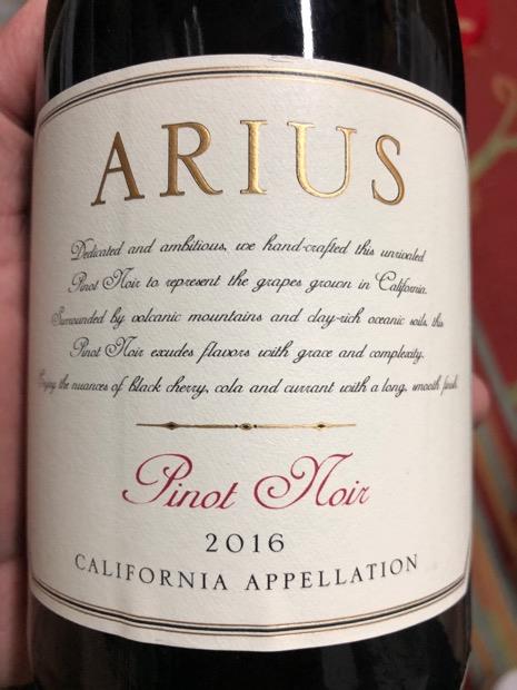 2016 Arius Pinot Noir, USA, California - CellarTracker
