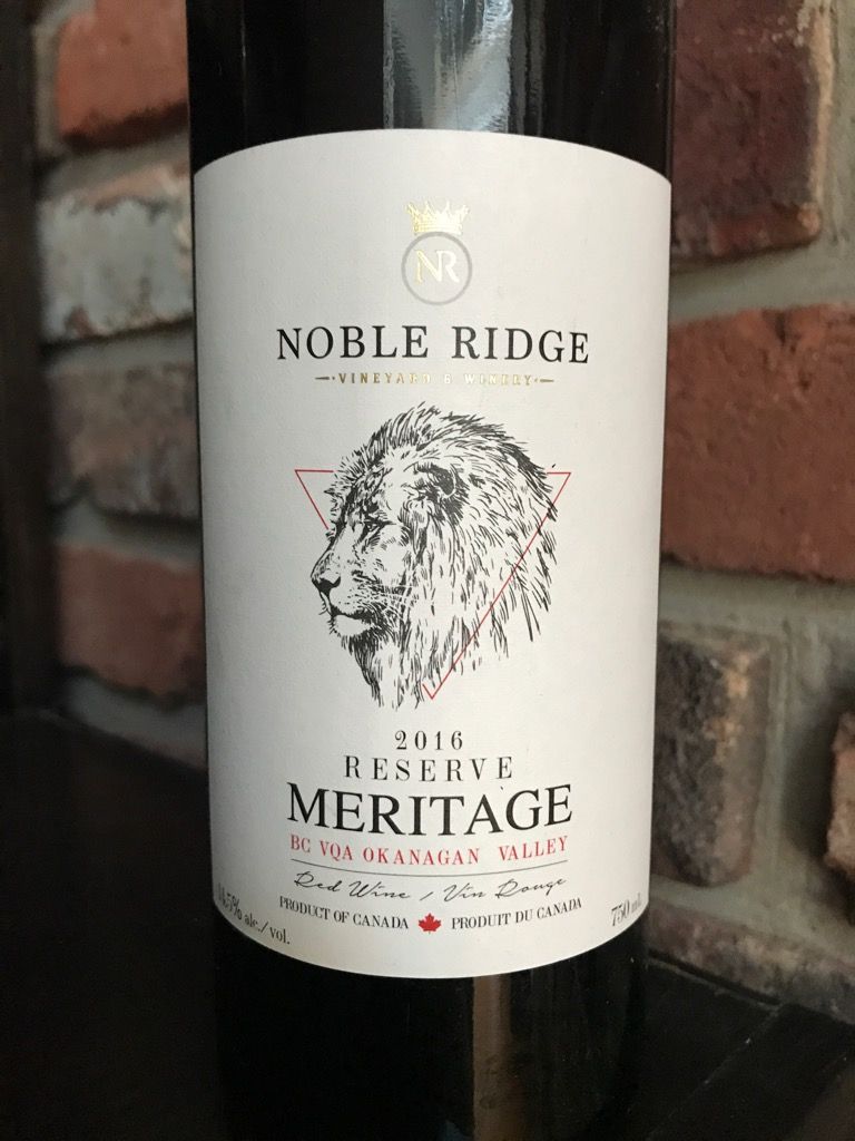 2016 Noble Ridge Meritage Reserve, Canada, British Columbia, Okanagan ...